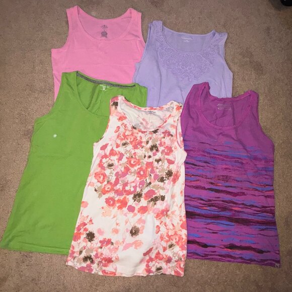 croft & barrow | Tops | Bundle Lot Of 5 Colorful Cotton Tank Tops 5 ...